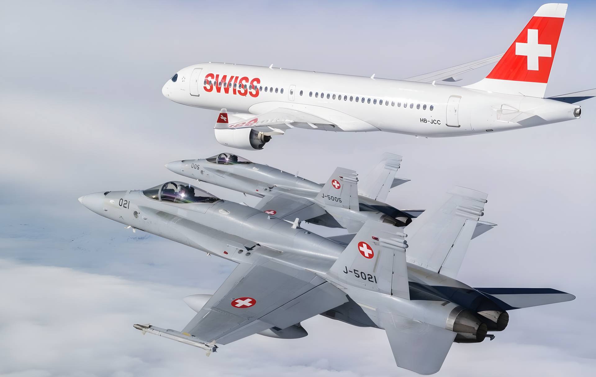 SWISS A220 Takes Part in Intercept Exercise With Fighter Jets ...